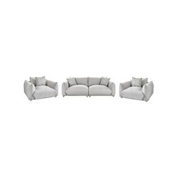 Beliani 3-tlg Sitzgruppe LUVOS in Grau/Braun | Gr.: onesize