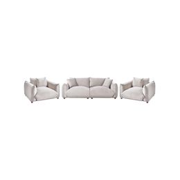 Beliani 3-tlg Sitzgruppe LUVOS in Beige/Braun | Gr.: onesize