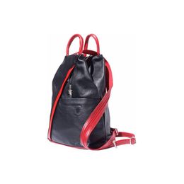 Florence Cityrucksack, Schultertasche Leder schwarz, rot ca. 26cm | Gr.: onesize