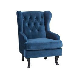 Beliani Sessel ALTA in Blau/Schwarz - (W) 72 x (H) 102 x (L) 85 cm | Gr.: onesize