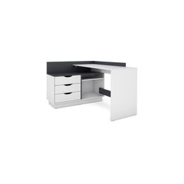 ByLiving Schreibtisch Belfast in Weiß / Anthrazit - (B) 129 x (H) 83,5 x (T) 105 cm | Gr.: onesize