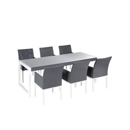 Beliani 7-tlg Gartentisch Set BACOLI in Grau/Weiß | Gr.: onesize