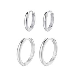 Hey Happiness 2er-Set: Ohrringe Creolen Klassisch 925 Sterlingsilber in Silber | Gr.: onesize