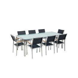 Beliani 9-tlg Gartentisch Set GROSSETO in Schwarz/Silber | Gr.: onesize