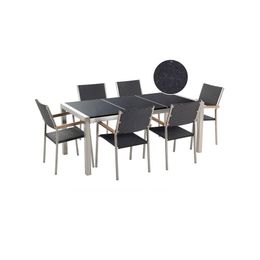 Beliani 7-tlg Gartentisch Set GROSSETO in Schwarz/Silber | Gr.: onesize