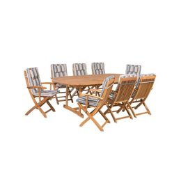 Beliani 9-tlg Gartentisch Set MAUI in Bunt/Beige/Blau | Gr.: onesize