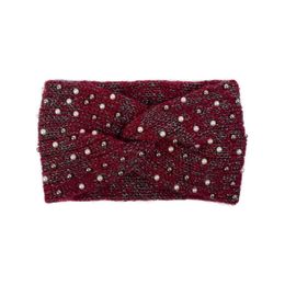 styleBREAKER Strick Stirnband in Bordeaux-Rot-Schwarz | Gr.: onesize