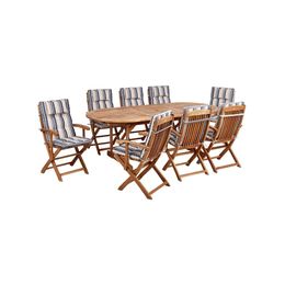 Beliani 9-tlg Gartentisch Set MAUI II in Bunt/Beige/Blau | Gr.: onesize