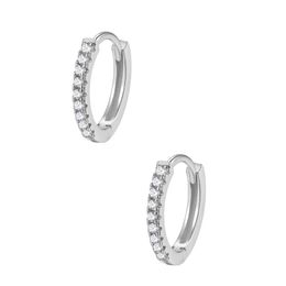 Hey Happiness Huggie Ohrringe 925 Sterlingsilber mit Zirkoniasteinen in Silber | Gr.: onesize