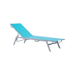 Beliani Gartenliege NOLI in Blau/Silber - (W) 53 x (H) 32 x (L) 154 cm | Gr.: onesize