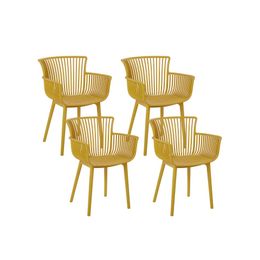 Beliani 4er-Set Esszimmerstuhl PESARO in Gelb | Gr.: onesize
