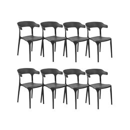 Beliani 8er-Set Esszimmerstuhl GUBBIO in Schwarz | Gr.: onesize