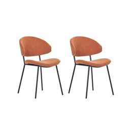 Beliani 2er-Set Esszimmerstuhl KIANA in Orange/Schwarz | Gr.: onesize