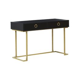 Beliani Schreibtisch WESTPORT in Schwarz/Gold - (W) 115 x (H) 77 x (L) 50 cm | Gr.: onesize