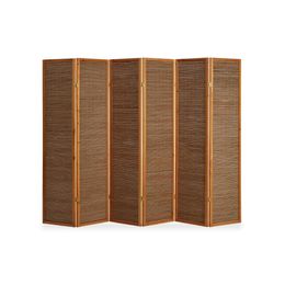 Homestyle4u 6-tlg. Paravent in Braun 264x175 | Gr.: onesize