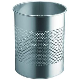Durable Papierkorb Metall rund 15l metallic silber | Gr.: onesize