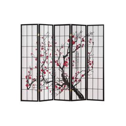 Homestyle4u 5-tlg. Paravent in Schwarz 220x179 | Gr.: onesize