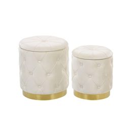 Beliani 2er-Set Pouf PUEBLO in Weiß/Gold | Gr.: onesize