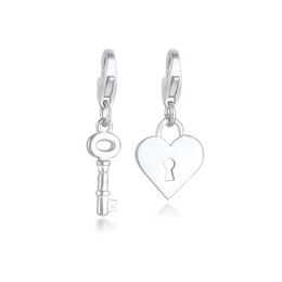 NENALINA Charm 925 Sterling Silber Herz, Schloss, Schlüssel in Silber | Gr.: onesize