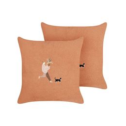 Beliani 2er-Set Dekokissen MARIGOLD in Orange | Gr.: onesize