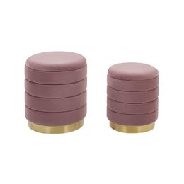 Beliani 2er-Set Pouf GARLAND in Rosa/Gold | Gr.: onesize