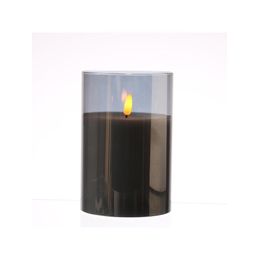 MARELIDA LED Kerze im Glas Windlicht flackernd D: 10cm H: 15cm in grau | Gr.: onesize