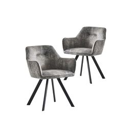 B&D Home 2er-Set: Esszimmerstuhl CYRUS in Grau - (B)56 x (H)80 x (T)60 cm | Gr.: onesize