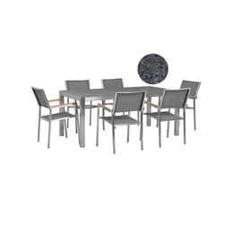 Beliani 7-tlg Gartentisch Set GROSSETO in Grau/Silber | Gr.: onesize