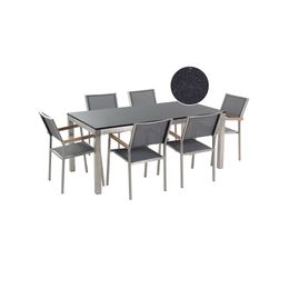 Beliani 7-tlg Gartentisch Set GROSSETO in Grau/Schwarz/Silber | Gr.: onesize
