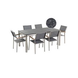Beliani 7-tlg Gartentisch Set GROSSETO in Grau/Silber | Gr.: onesize