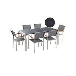 Beliani 7-tlg Gartentisch Set GROSSETO in Grau/Schwarz/Silber | Gr.: onesize