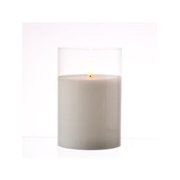 MARELIDA LED Kerze im Glas Windlicht flackernd D: 10cm H: 15cm in weiß | Gr.: onesize
