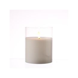 MARELIDA LED Kerze im Glas Windlicht flackernd D: 10cm H: 12,5cm in weiß | Gr.: onesize