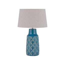 Beliani Tischleuchten THAYA in Blau/Beige - (W) 35 x (H) 55 x (L) 35 cm | Gr.: onesize