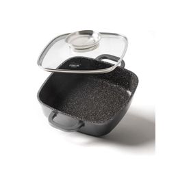 Stoneline Servierpfanne Eckig 20 cm | mit Deckel in Anthrazit | Gr.: onesize