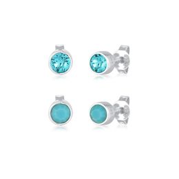 Elli Ohrringe 925 Sterling Silber Kreis in Blau | Gr.: onesize