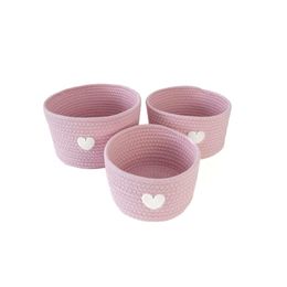 Intirilife 3-teiliges Aufbewahrungskorb Set Deko Organizer in Rosa | Gr.: onesize
