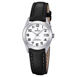 Festina Damenuhr Quarz mit Lederband Schwarz | Gr.: onesize
