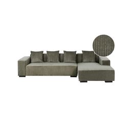 Beliani Ecksofa LUNGO in Grün/Schwarz - (W) 285 x (H) 62 x (L) 160 cm | Gr.: onesize