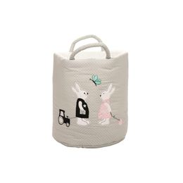 BABY LAL Aufbewahrungskorb "HASENREUNDE &Co." in Grau/Weiß - (L) 40 x (B) 35cm | Gr.: onesize