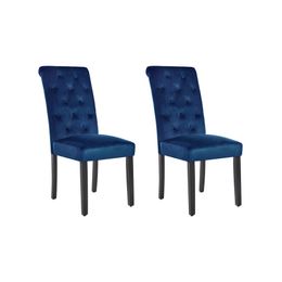 Beliani 2er-Set Esszimmerstuhl VELVA in Blau/Schwarz | Gr.: onesize