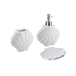 Beliani 3-tlg Badezimmer-Zubehör SHELL in Weiß | Gr.: onesize