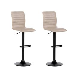Beliani 2-tlg Drehhocker LUCERNE in Beige/Schwarz | Gr.: onesize