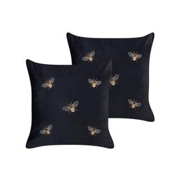 Beliani 1er-Set Dekokissen TALINUM in Schwarz/Gelb/Braun | Gr.: onesize