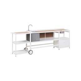 Beliani 3er-Set Gartenküche ORTISEI in Weiß/Braun | Gr.: onesize
