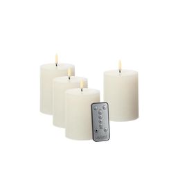 Uyuni 4er Set LED Kerzen PIA Rustik-Optik H: 10cm mit Batterien und Fernb in creme | Gr.: onesize
