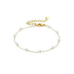 Steel_Art Armband mit Perle Elula silberfarben poliert in goldfarben | Gr.: onesize