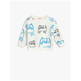 KOTON Sweatshirt in Ekru Gemustert | Gr.: 92/98