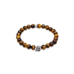 Kuzzoi Armband 925 Sterling Silber Totenkopf in Braun | Gr.: 19 cm