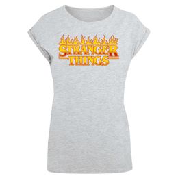 F4NT4STIC T-Shirt Stranger Things Fire Logo in grau meliert | Gr.: 3XL